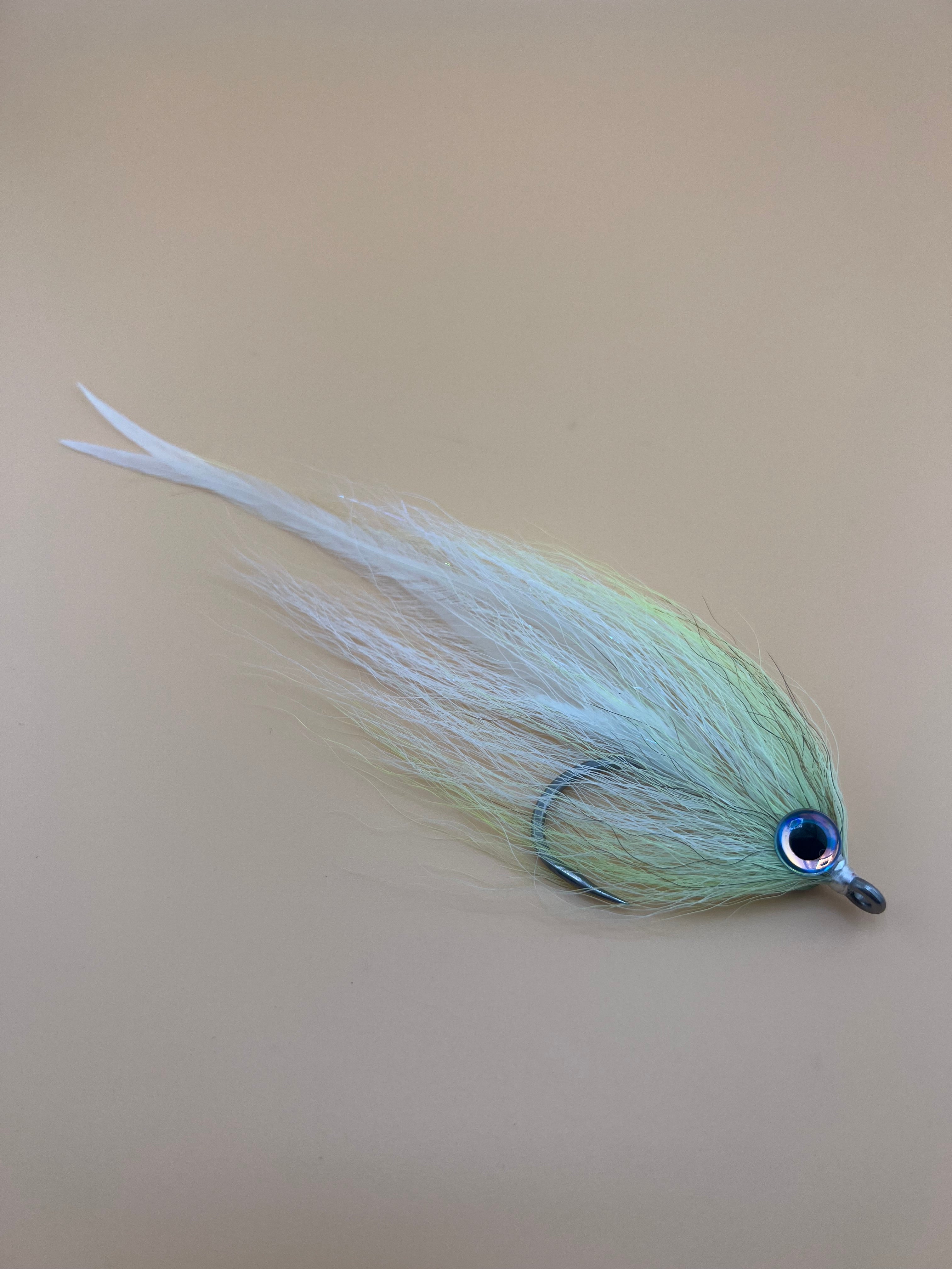 8" Hollow Fleye in Light Chartreuse / White - Fritz Miller – Hand Tied ...